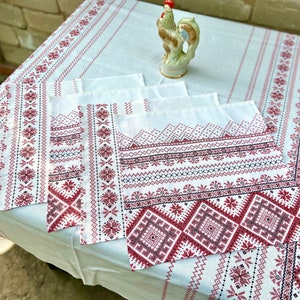 Easter Ukrainian White Tablecloth, Ukraine Folk Ornament Linens, Summer ...