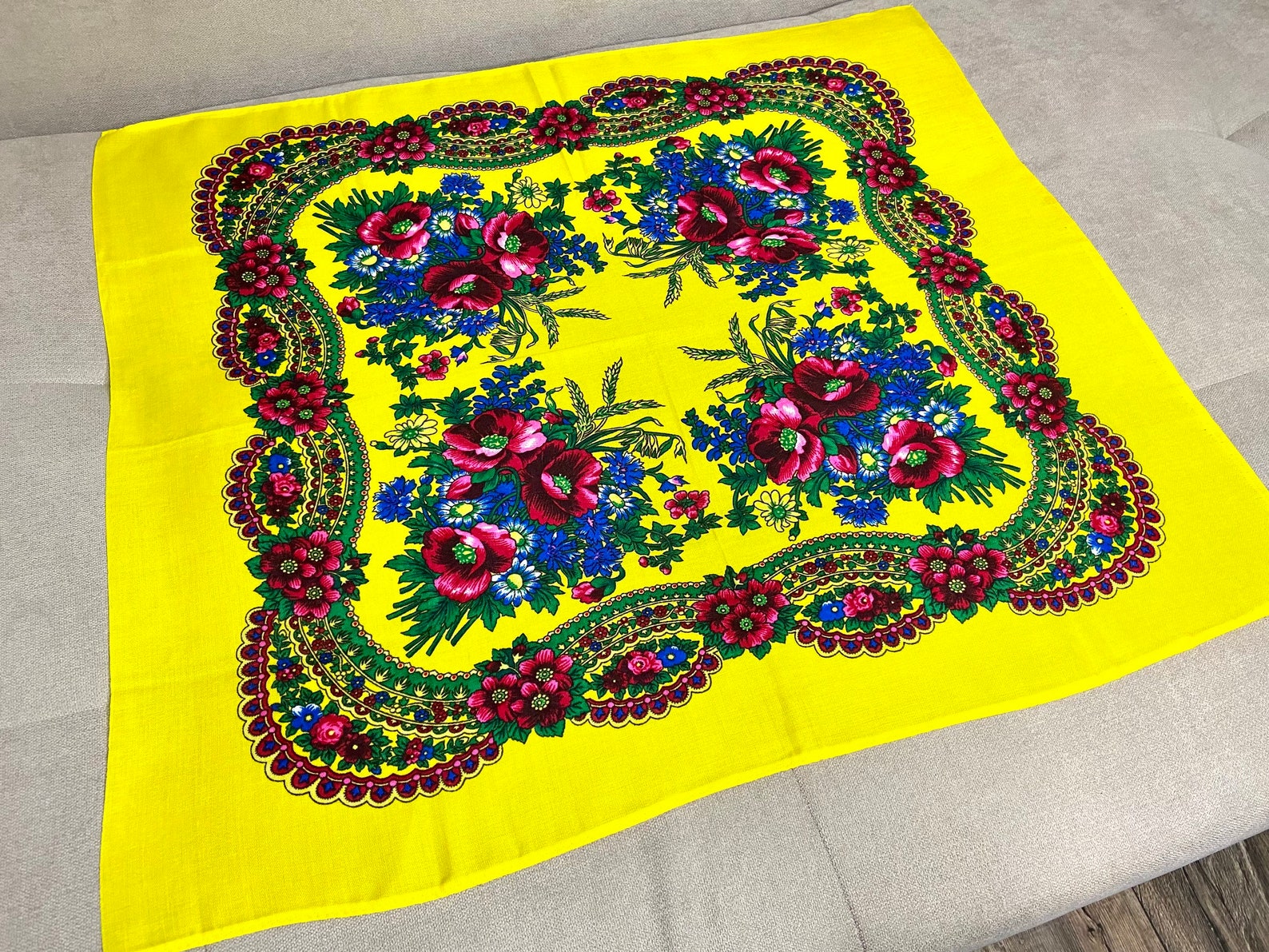 Polish Vintage Blue Traditional Bandana Romanian Soviet - Etsy