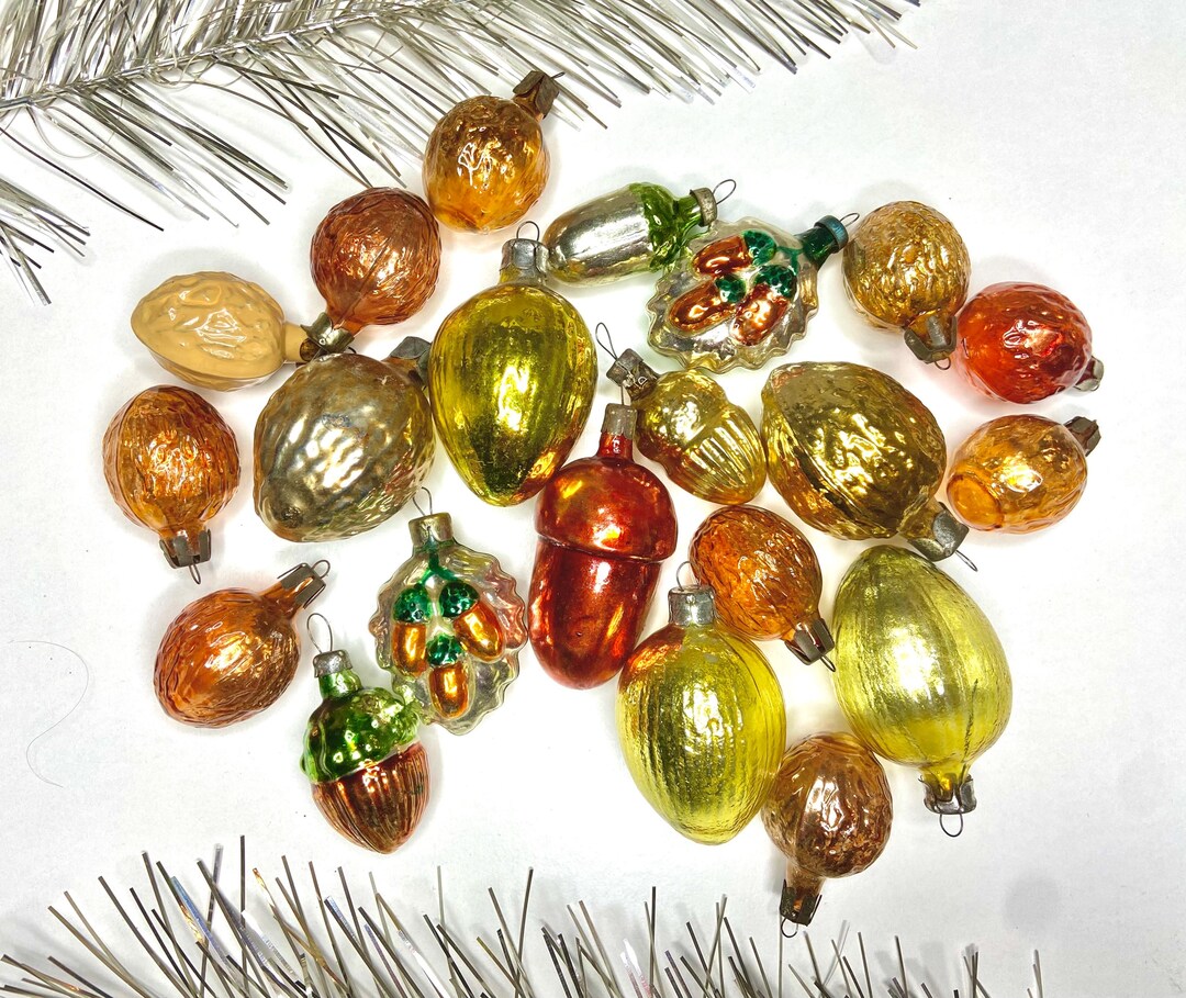 Acorn Vintage Mercury Glass Christmas Ornaments, Antique Russian Soviet ...