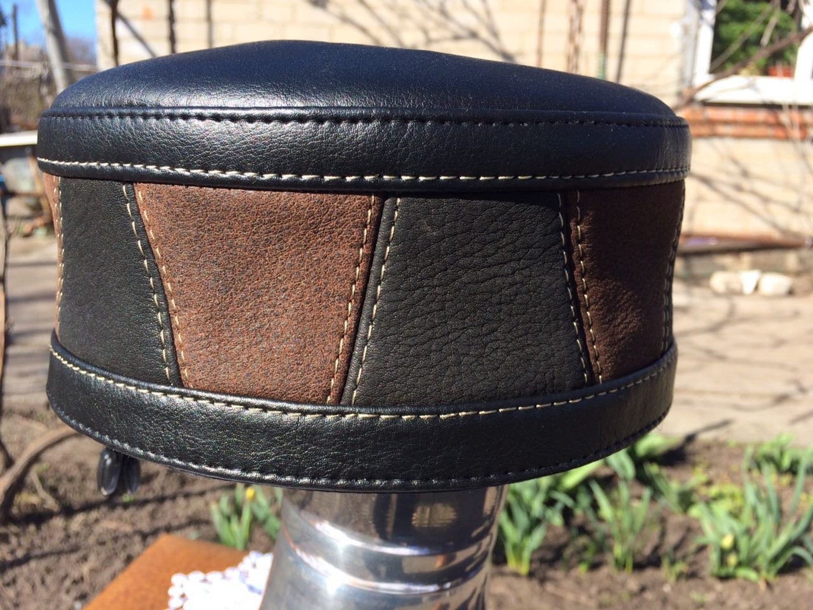 Kufi Big Size Leather Нandmade Kippah Muslim Black and Brown | Etsy