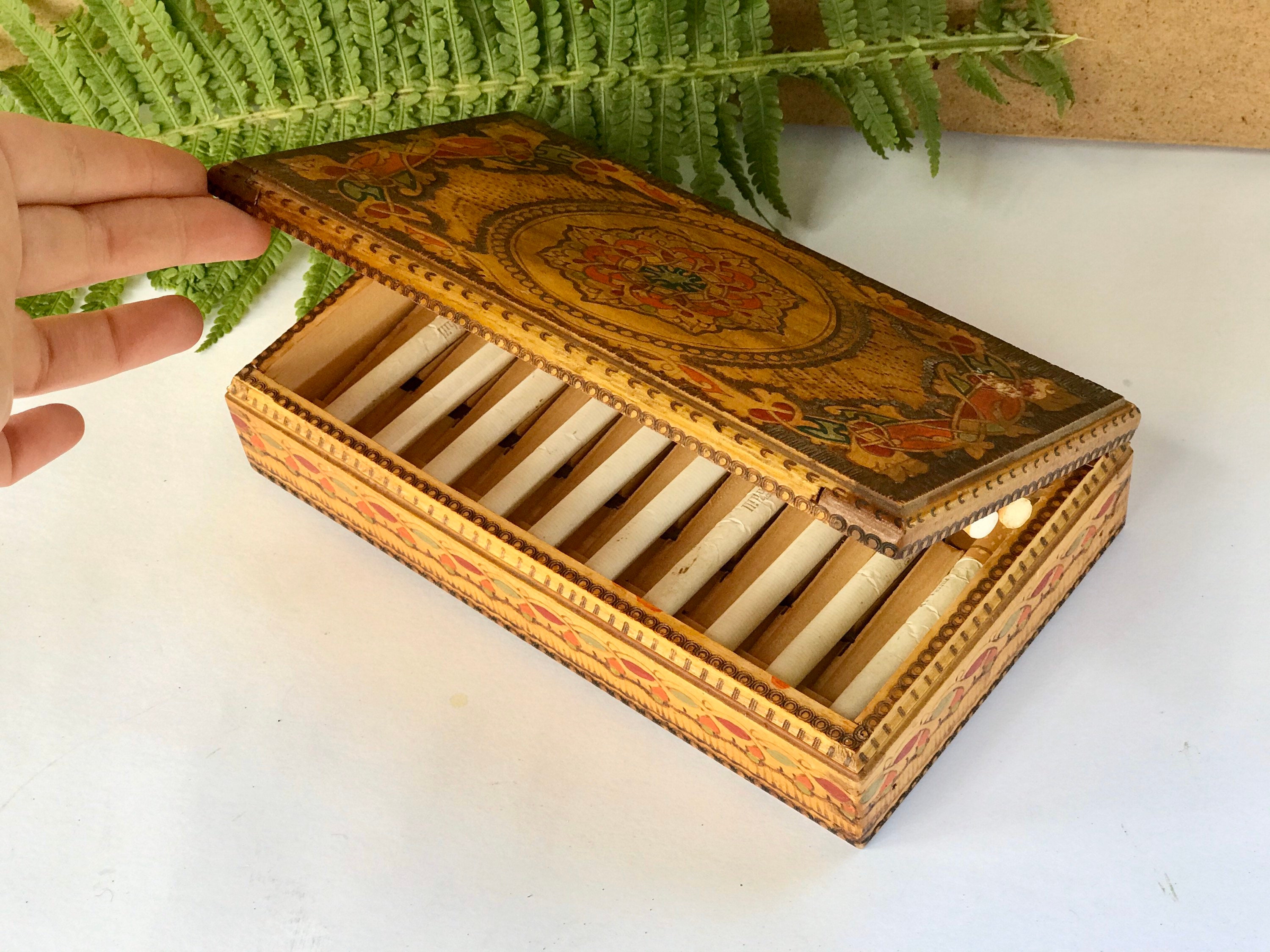 Wood cigarette pocket case with cigarettes vintage Smoker | Etsy