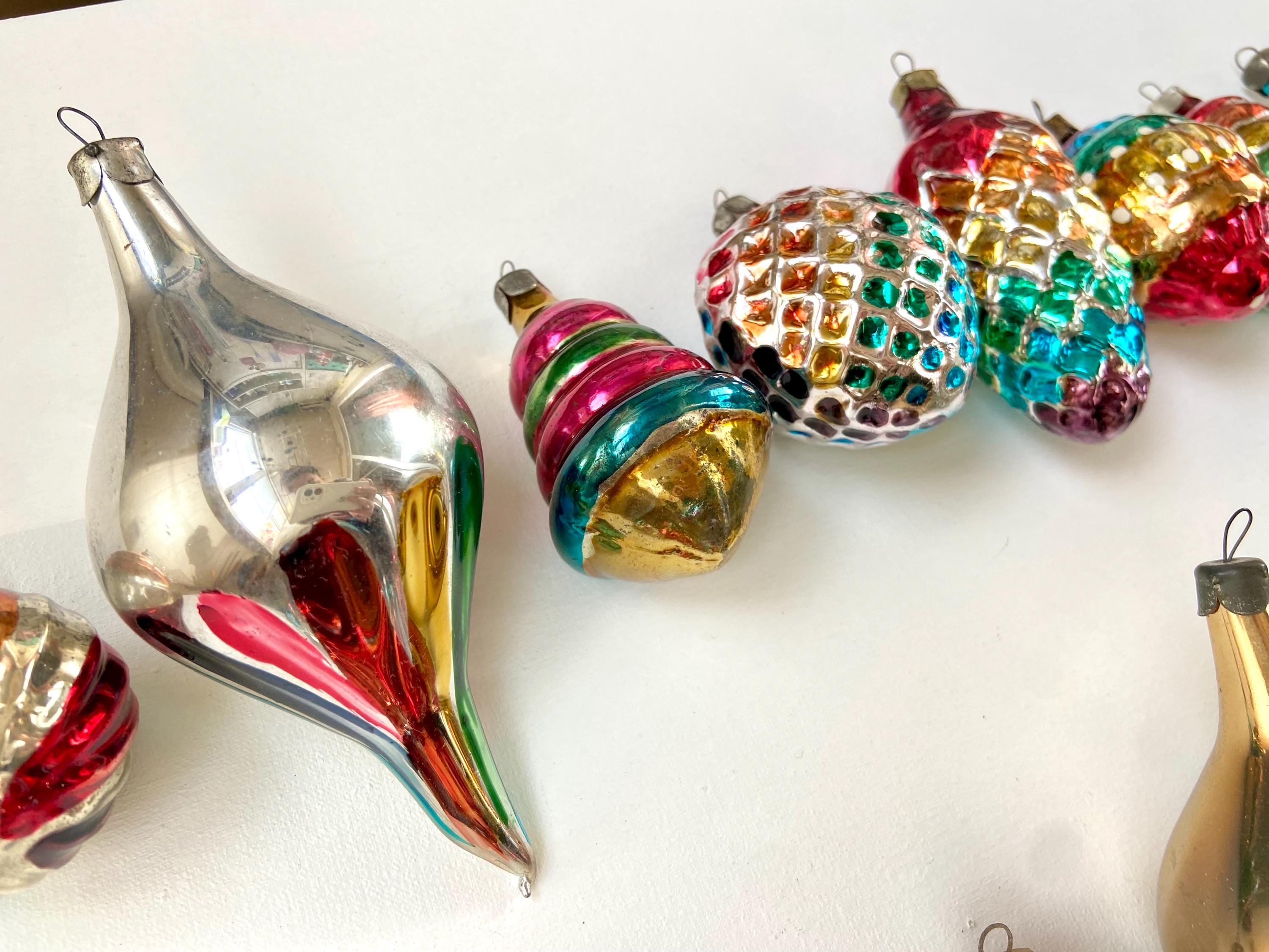 Rainbow Vintage Soviet Christmas Ornaments, USSR Hand Blowing Mercury ...