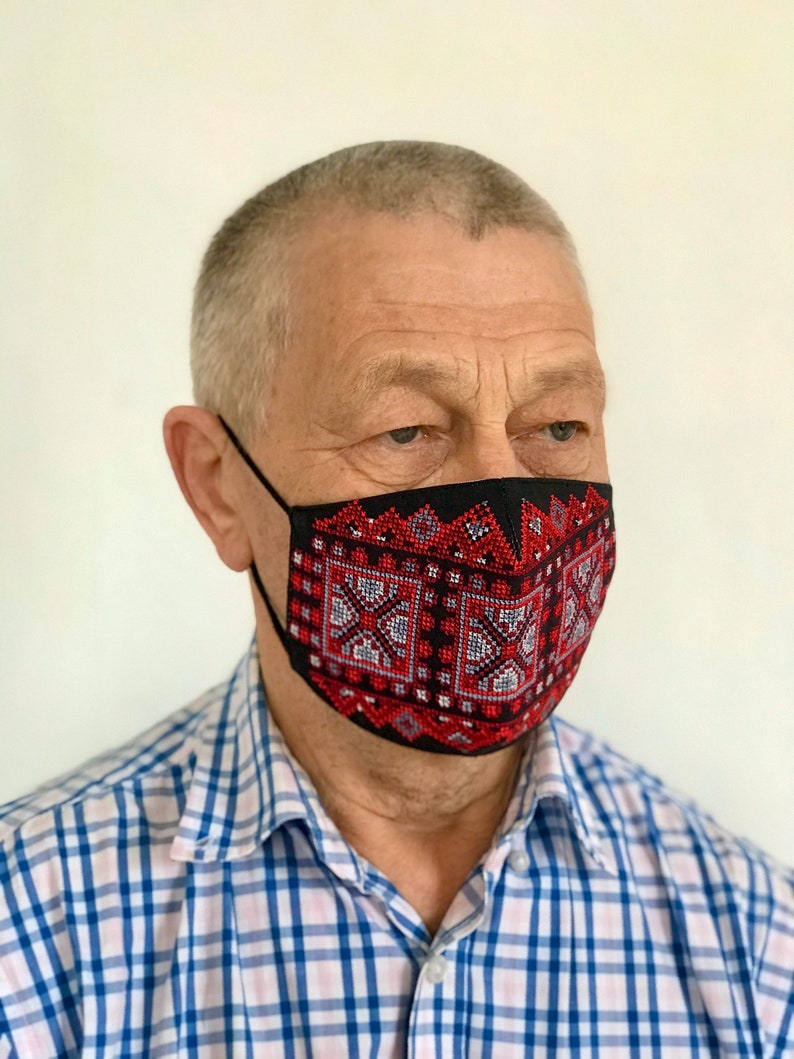Ukrainian Face Mask Embroidery 2 Layers Cotton Ukraine - Etsy
