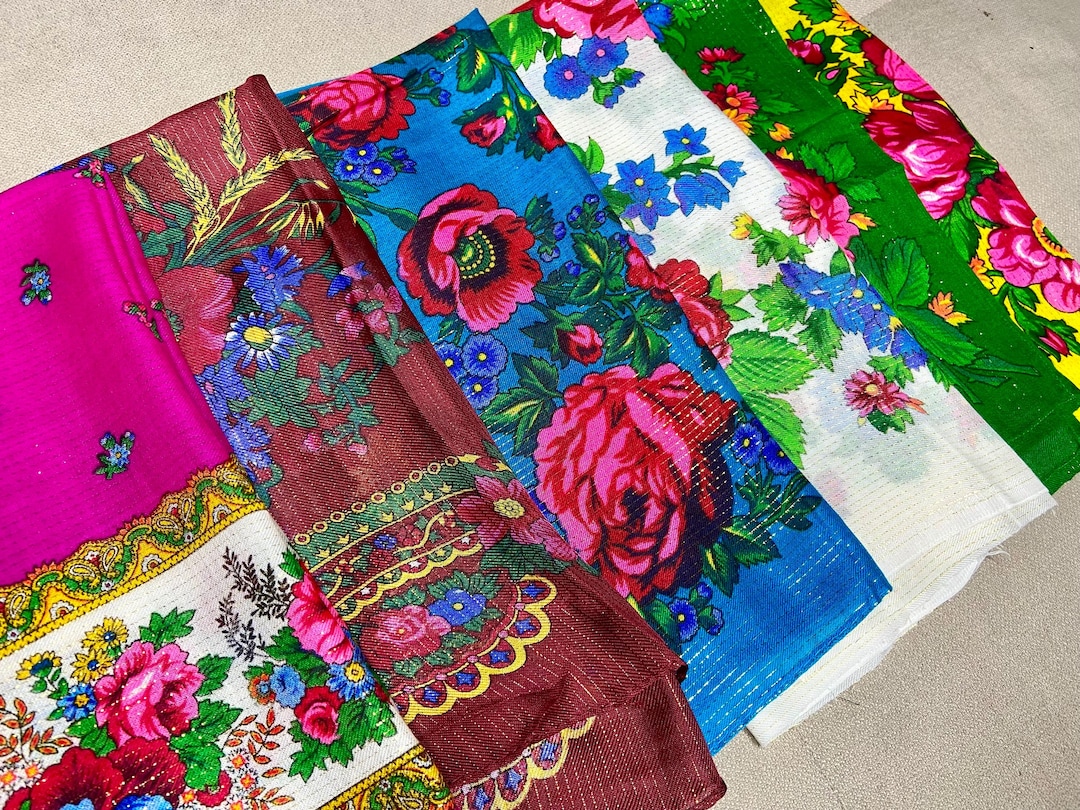 Ukrainian Folk Shawl, Floral Russian Head Scarf, Slavic Traditional ...