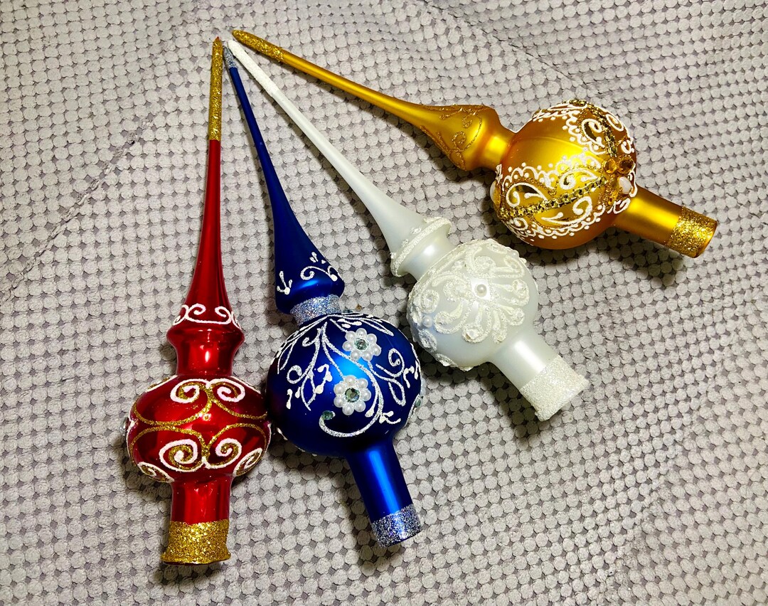 Christmas Glass Tree Topper, Finial Retro Mercury Xmas Ornament, Top ...