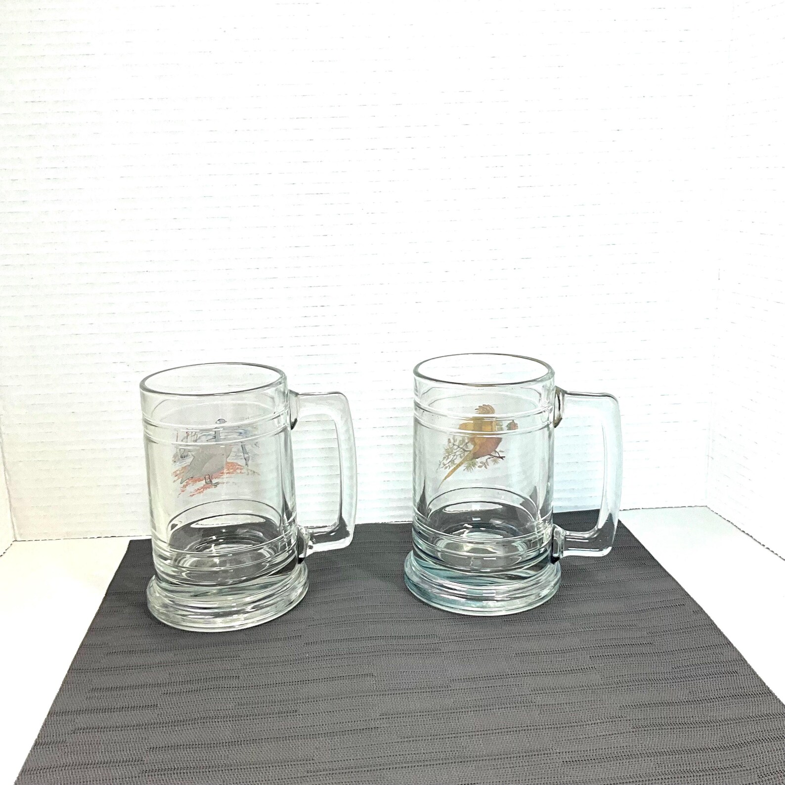 2 Princess House Hunting Series Canadian Geese & Pheasant Glass Beer ...