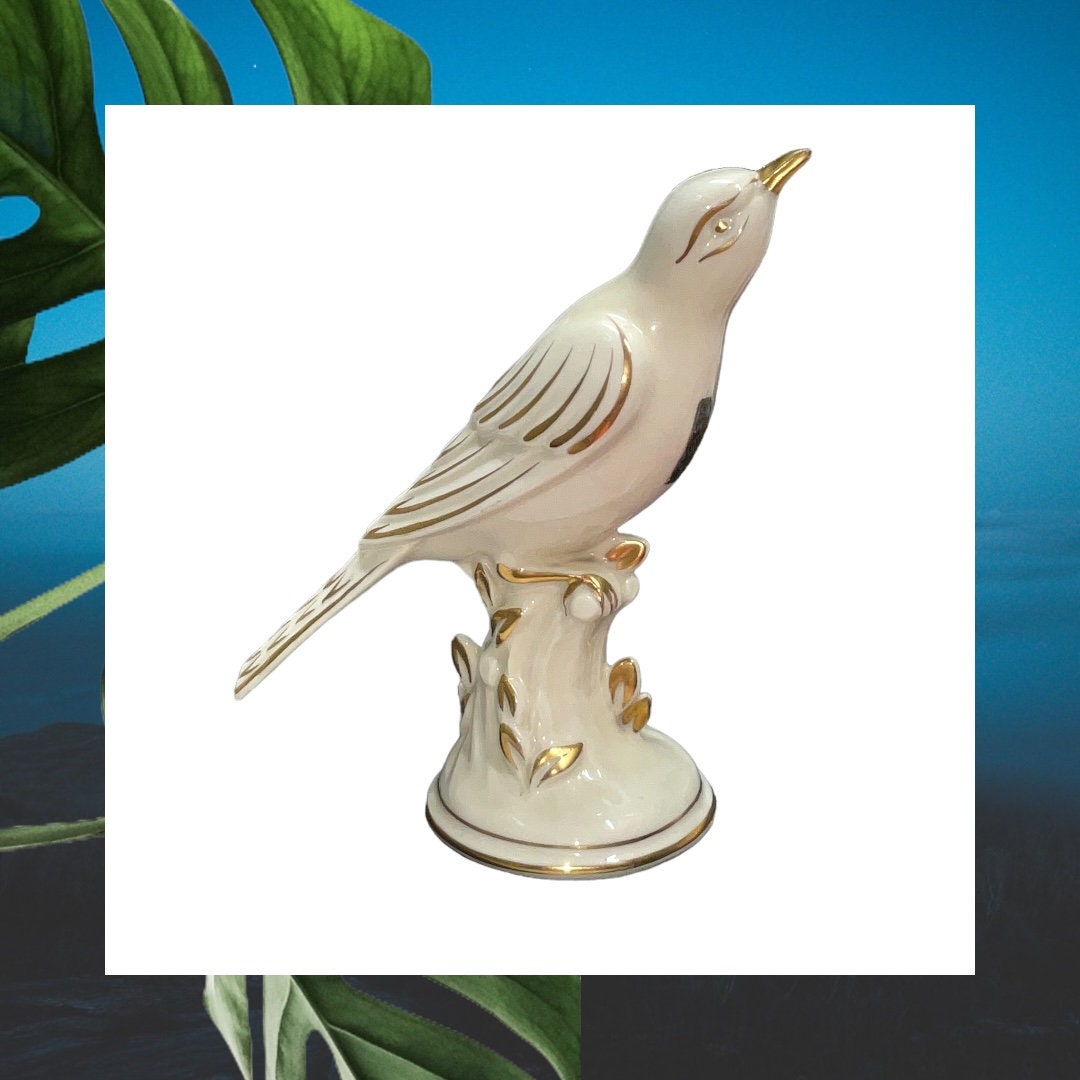 Princeton China Beige & Gold Glazed Porcelain Bird - Etsy
