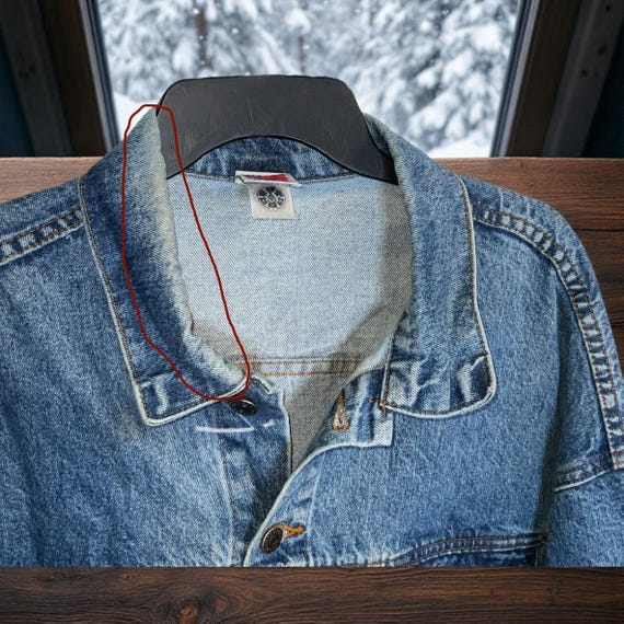 Vintage TYCA Jean Jacket w Embossed Logos on Back Men… - Gem