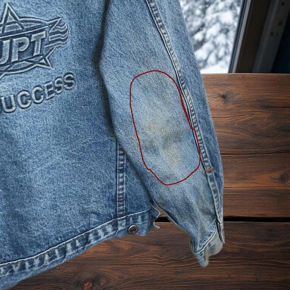 Vintage TYCA Jean Jacket w Embossed Logos on Back Men… - Gem