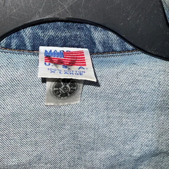 Vintage TYCA Jean Jacket w Embossed Logos on Back Men… - Gem