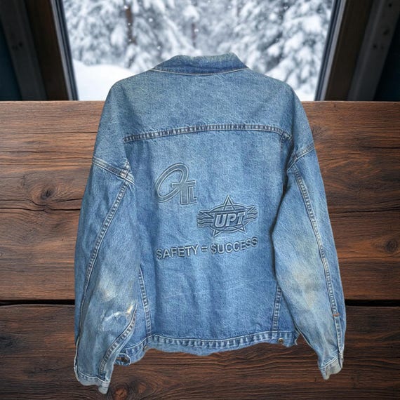 Vintage TYCA Jean Jacket w Embossed Logos on Back Men… - Gem