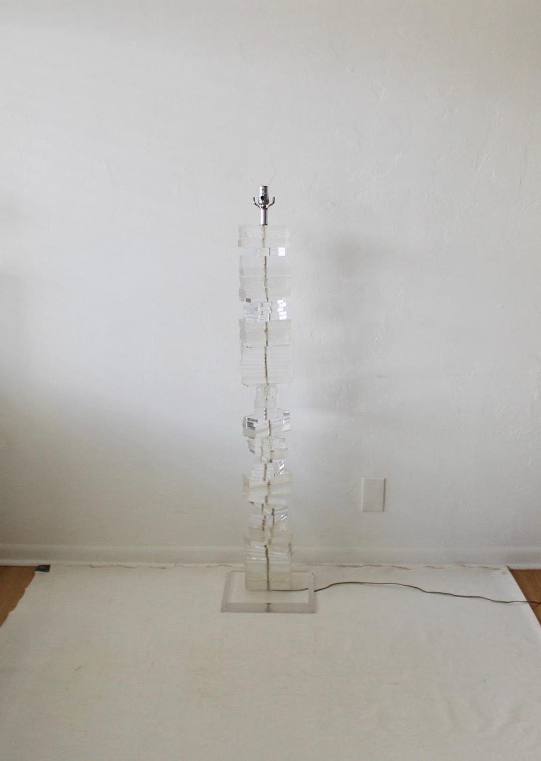 Karl Springer Style Thickset Stacked Lucite Floor Lamp - Etsy
