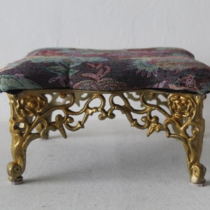 Vintage Victorian Style Cast Metal Foot Stool Painted Brass Finish ...