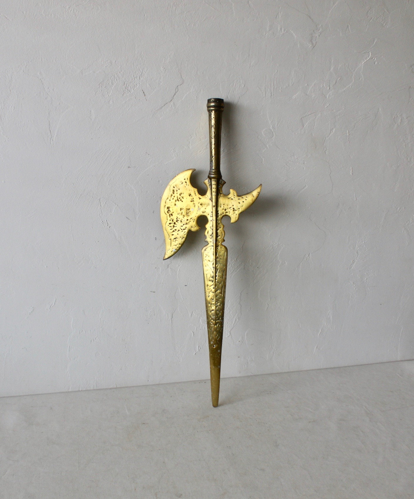 Vintage Ornate Brass Finish Decorative Gothic Halberd Spear Axe Hook ...