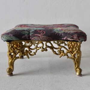 Vintage Victorian Style Cast Metal Foot Stool Painted Brass Finish ...
