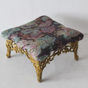Vintage Victorian Style Cast Metal Foot Stool Painted Brass Finish ...