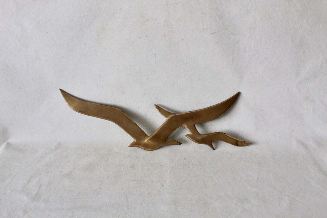Extra Large Vintage Mid Century Brass Seagulls Flying Birds Wall ...