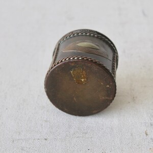 Vintage Spanish Style Cylindrical Brass Copper White Metal Lidded ...