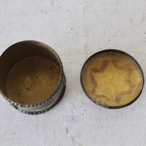 Vintage Spanish Style Cylindrical Brass Copper White Metal Lidded ...