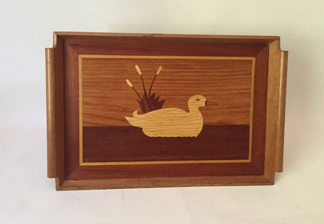Vintage Wood Inlay Goose Waterfowl Serving Tray - Etsy