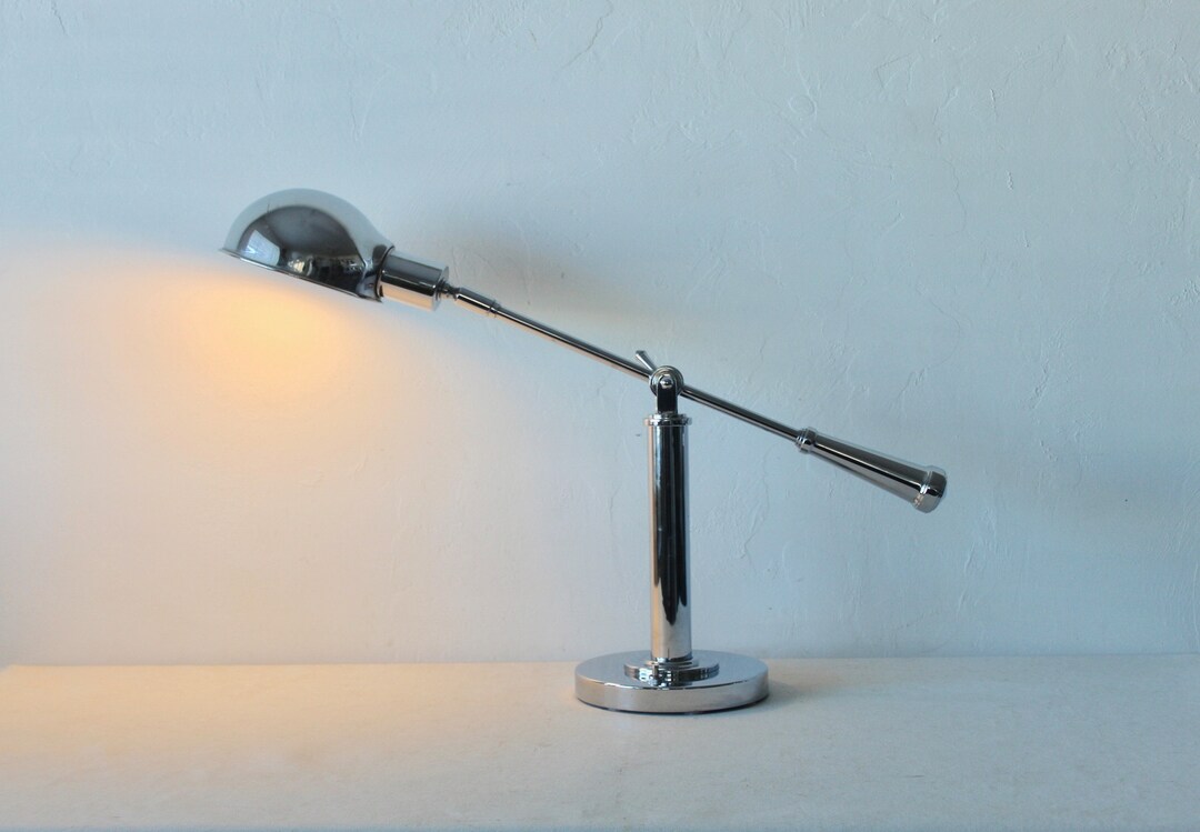 Sergio Asti Style Boom Arm Desk Lamp in Polished Chrome - Etsy