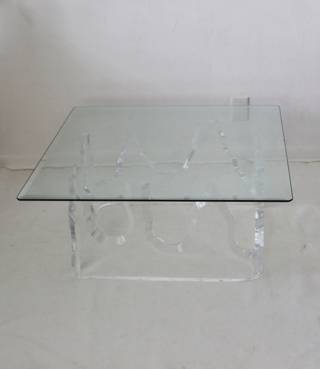 Lion in Frost Style Lucite Iceberg Coffee Table Base Vintage Mid ...