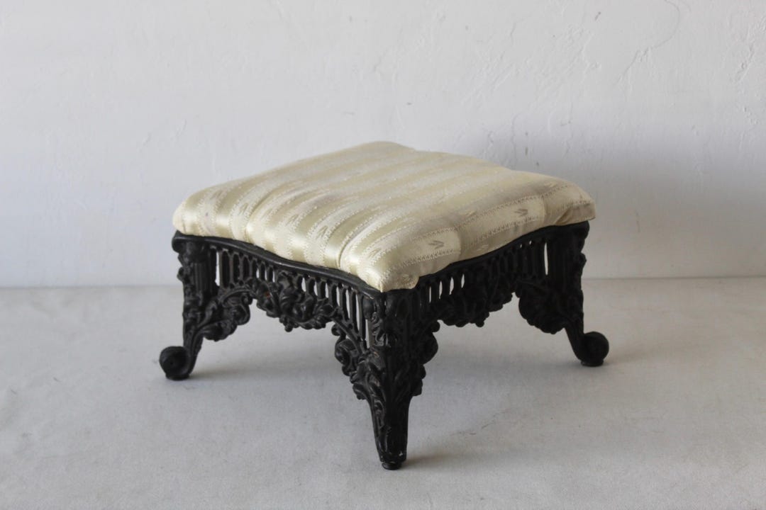Vintage Victorian Style Cast Metal Foot Stool Painted Brass Finish ...