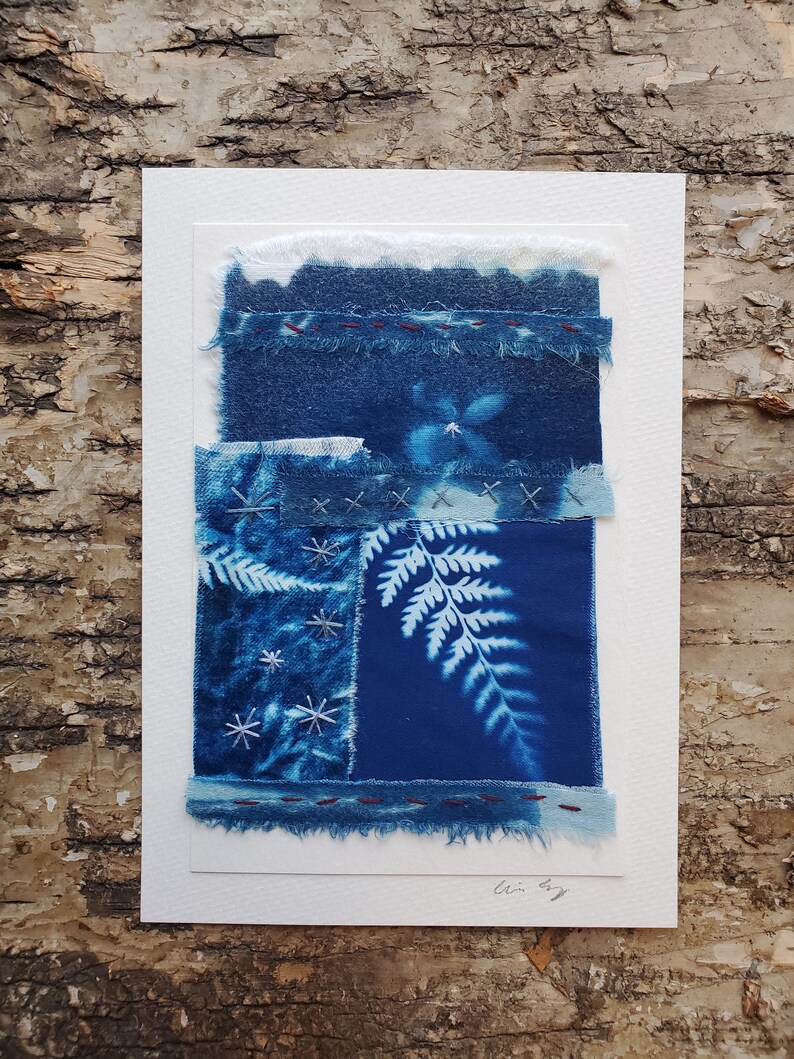 Fabric Collage Winter Fern - Etsy