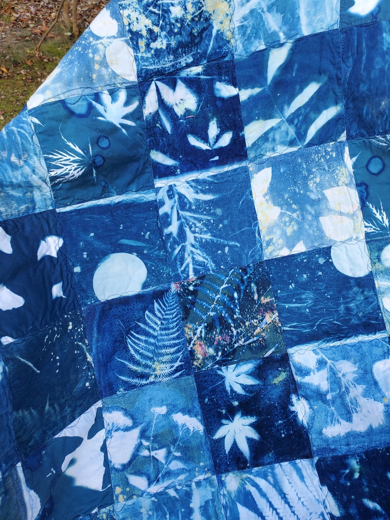 Cyanotype Garden Quilt - Etsy