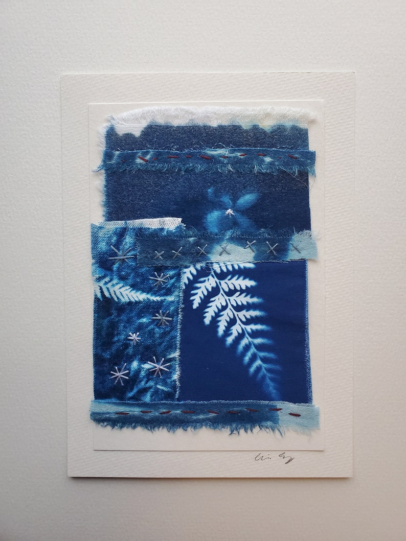 Fabric Collage Winter Fern - Etsy