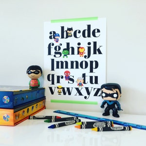 Alphabet Print, Superhero Alphabet Print, Alphabet Printable, Nursery ...