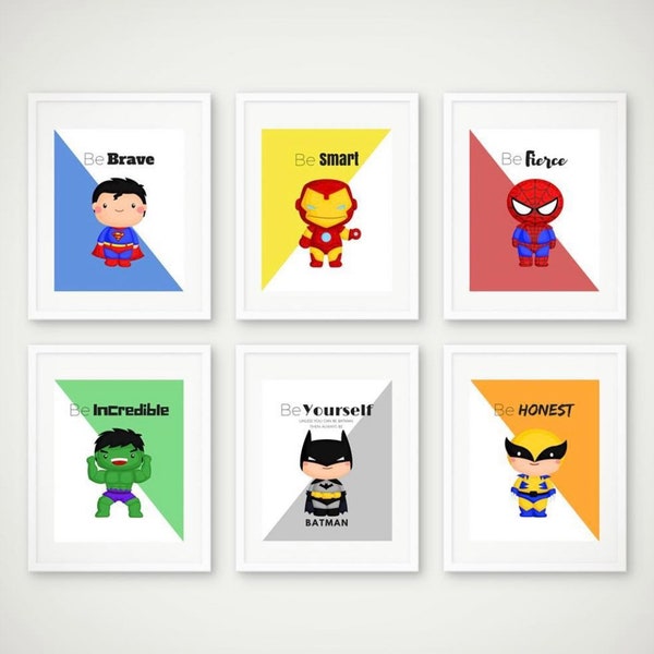 Superhero Print Set - Etsy