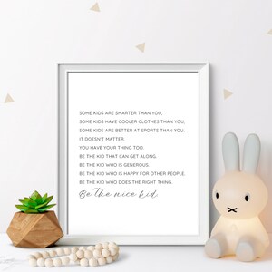 Be the Nice Kid Print, Be the Nice Kid Printable, Be the Nice Kid ...