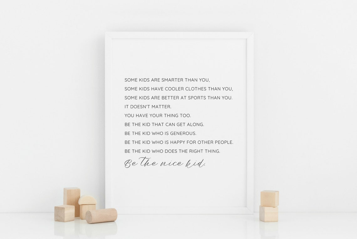 Be the Nice Kid Print Be the Nice Kid Printable Be the Nice | Etsy