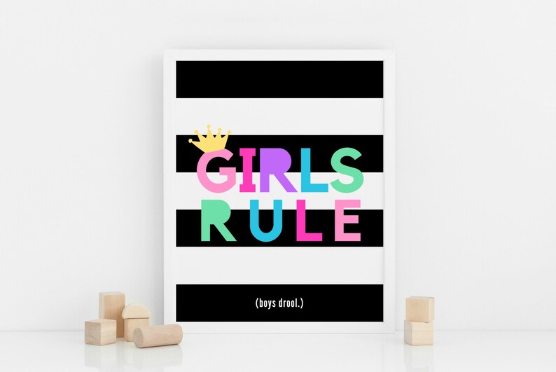 Girls Rule Modern Nursery Girls Rule Print Girls Room - Etsy