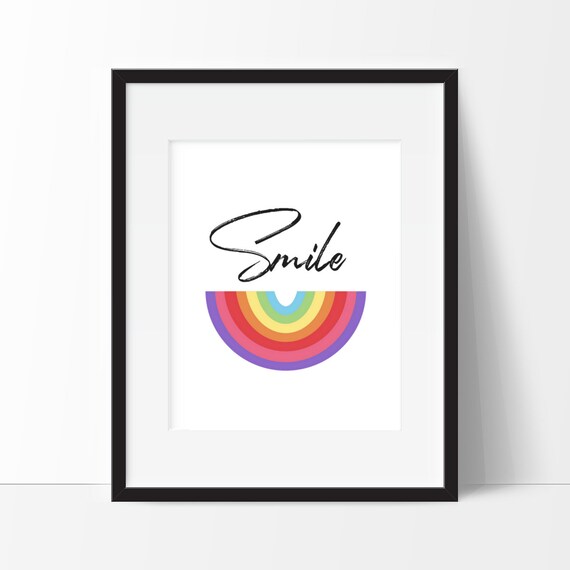 Rainbow Smile Print Rainbow Printable Playroom Art Kids | Etsy