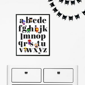Alphabet Print, Superhero Alphabet Print, Alphabet Printable, Nursery ...