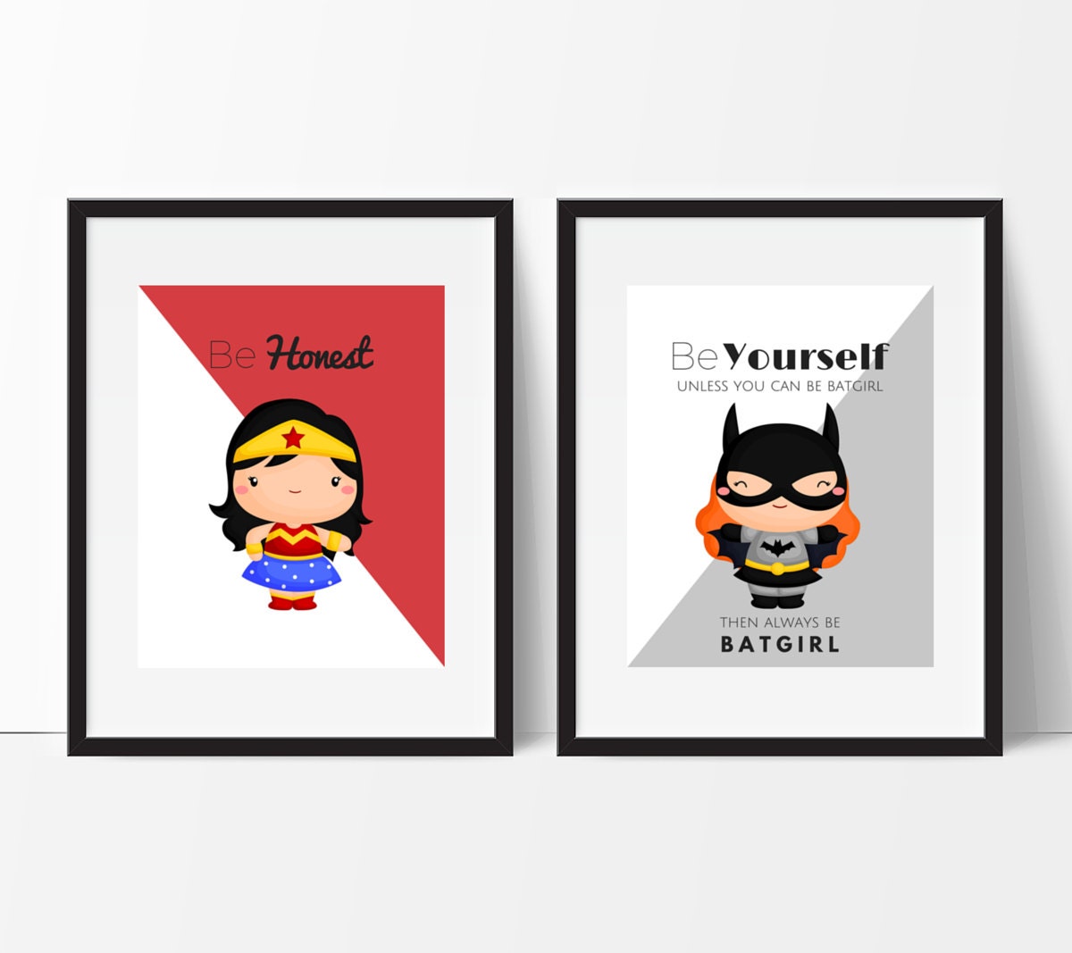Superhero Print Set Superhero Wall Art Girls Room Superhero | Etsy