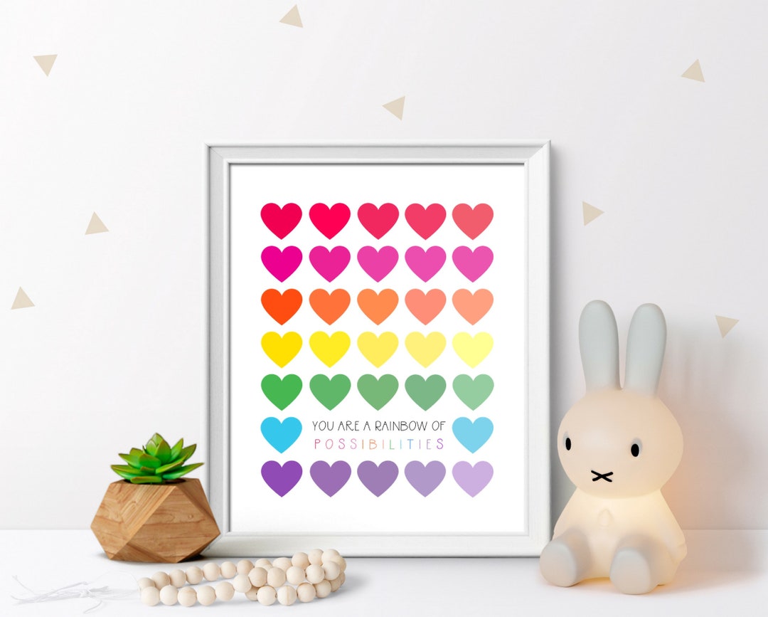 Rainbow Hearts, Heart Print, Rainbow Art Print, Rainbow Printable ...