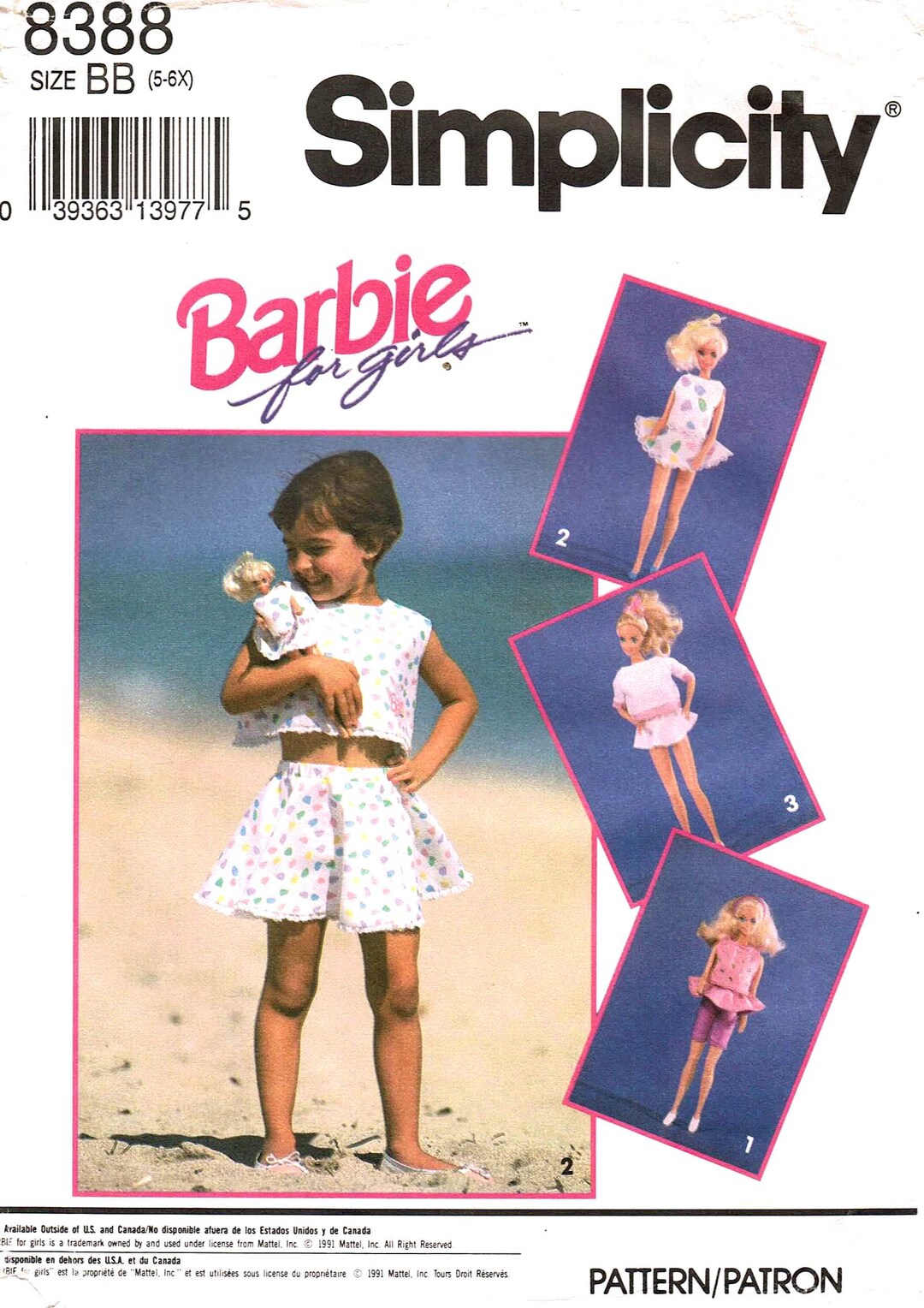 Simplicity 8388: Girl's Bolero Top & Skirt Pattern, Barbie Matching Outfit (size 5-6X) - Etsy