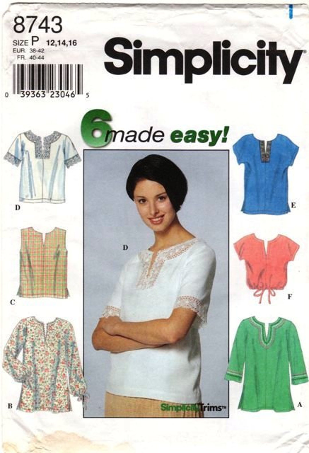 Simplicity Pattern 8743 Misses Pullover Tops in 6 Styles Size - Etsy