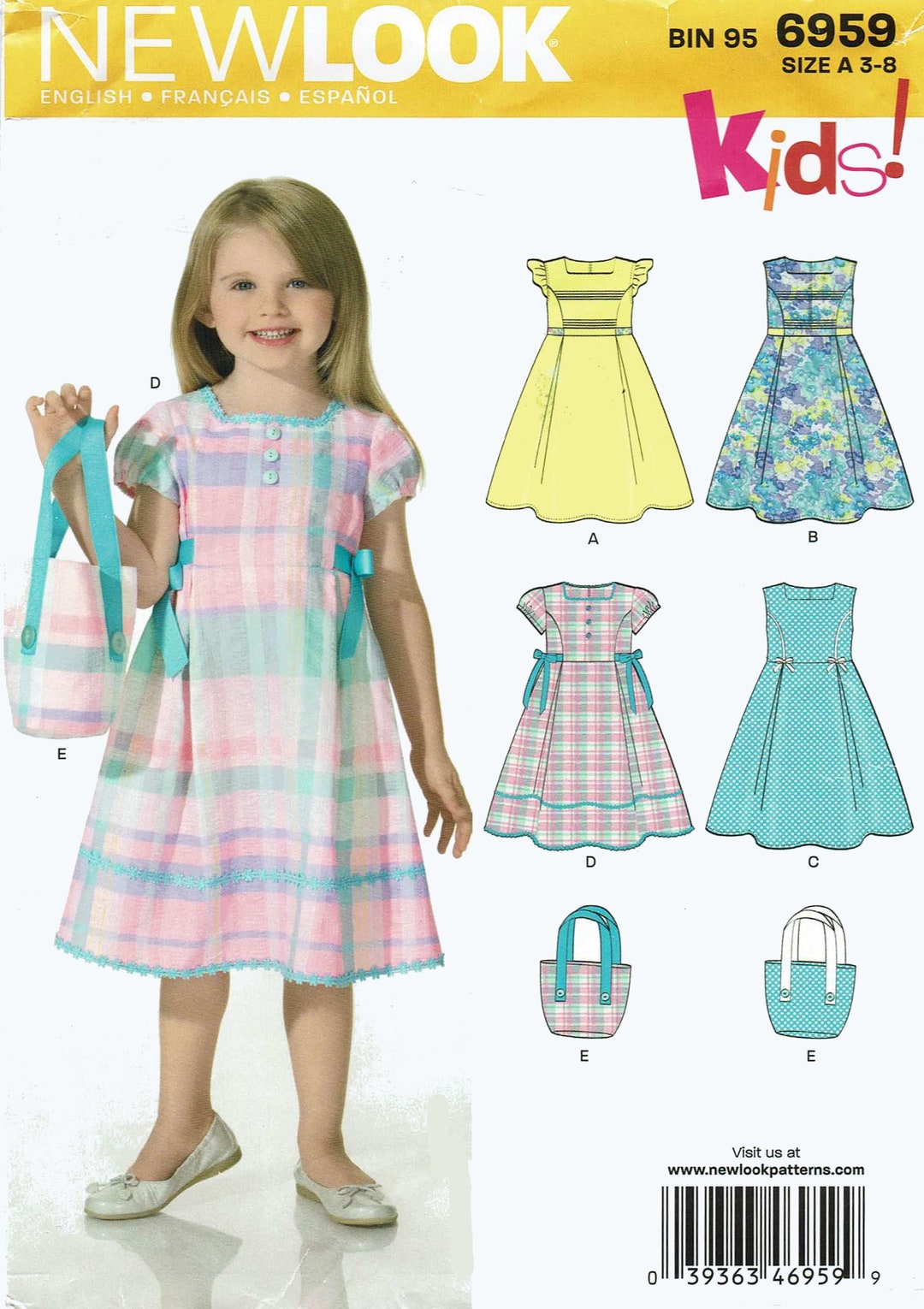 Newlook Pattern 6959 Kids Dress Pattern 6959 Girls' Dress and Purse ...