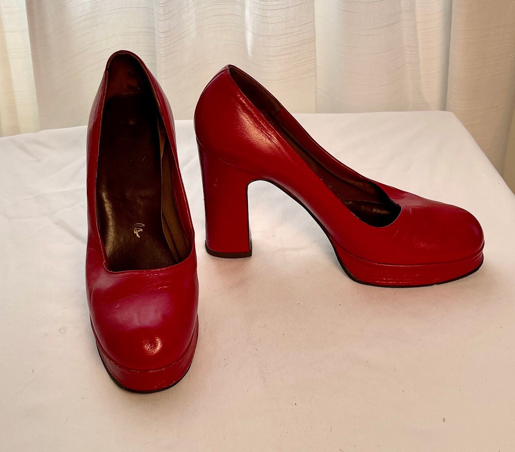 1970s Original Red Vintage Platform Leather Pumps - Etsy