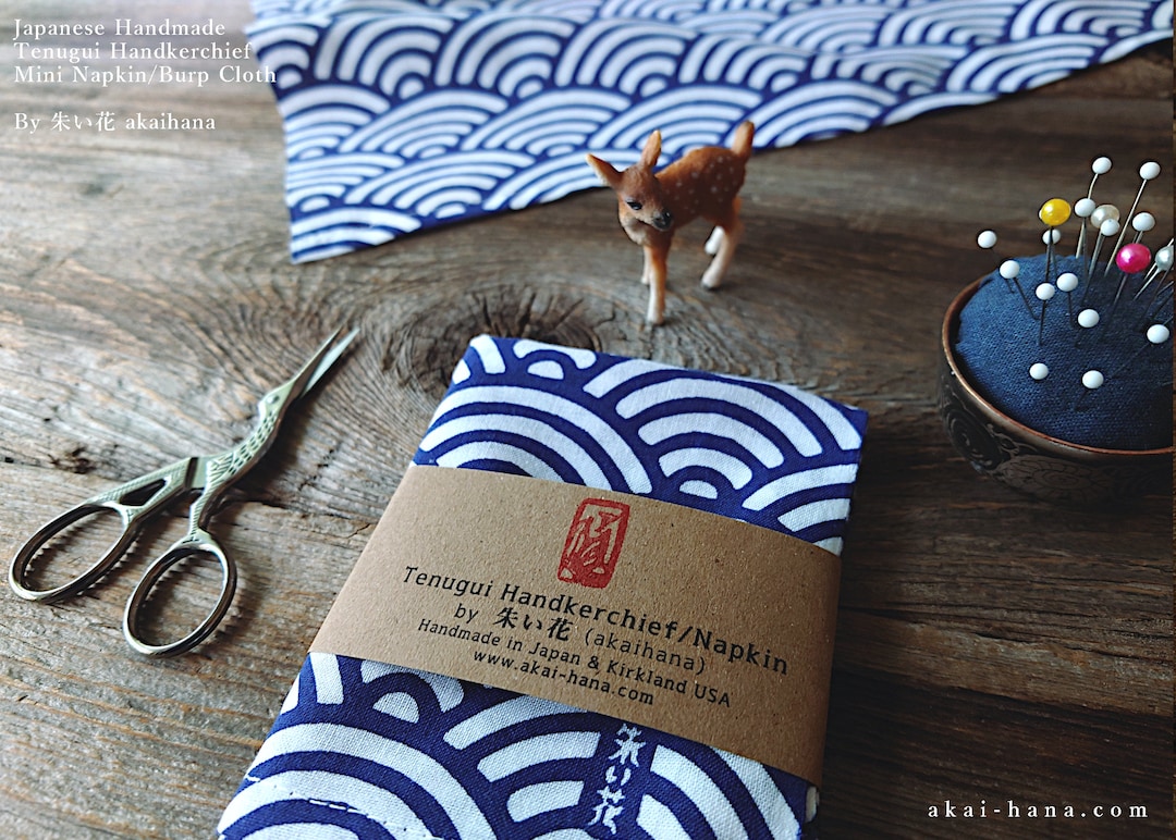 Japanese Handcrafted Tenugui Handkerchief, Seigaiha, Wave ⦿tnha0008 - Etsy