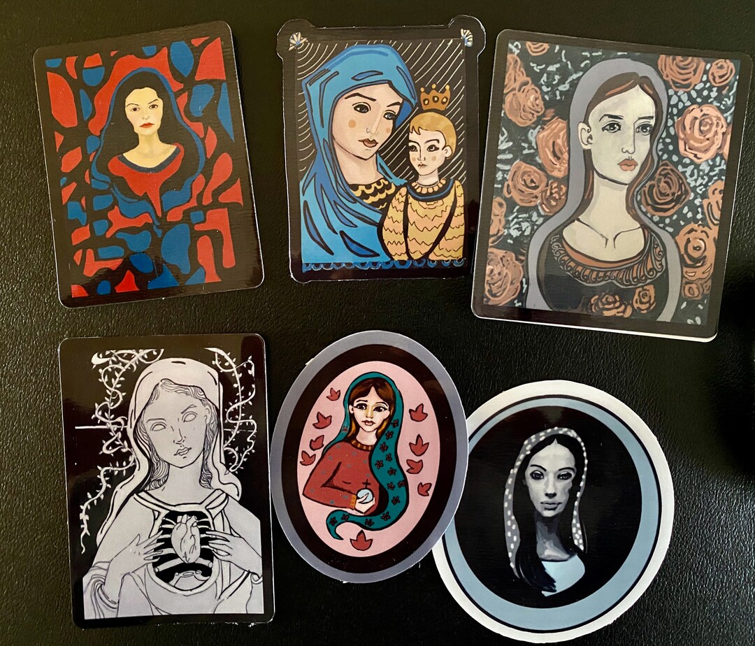 Mother Mary Six Stickers , Original , One of A Kind - Etsy