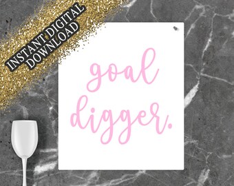 Pink Goal Digger Art - Etsy