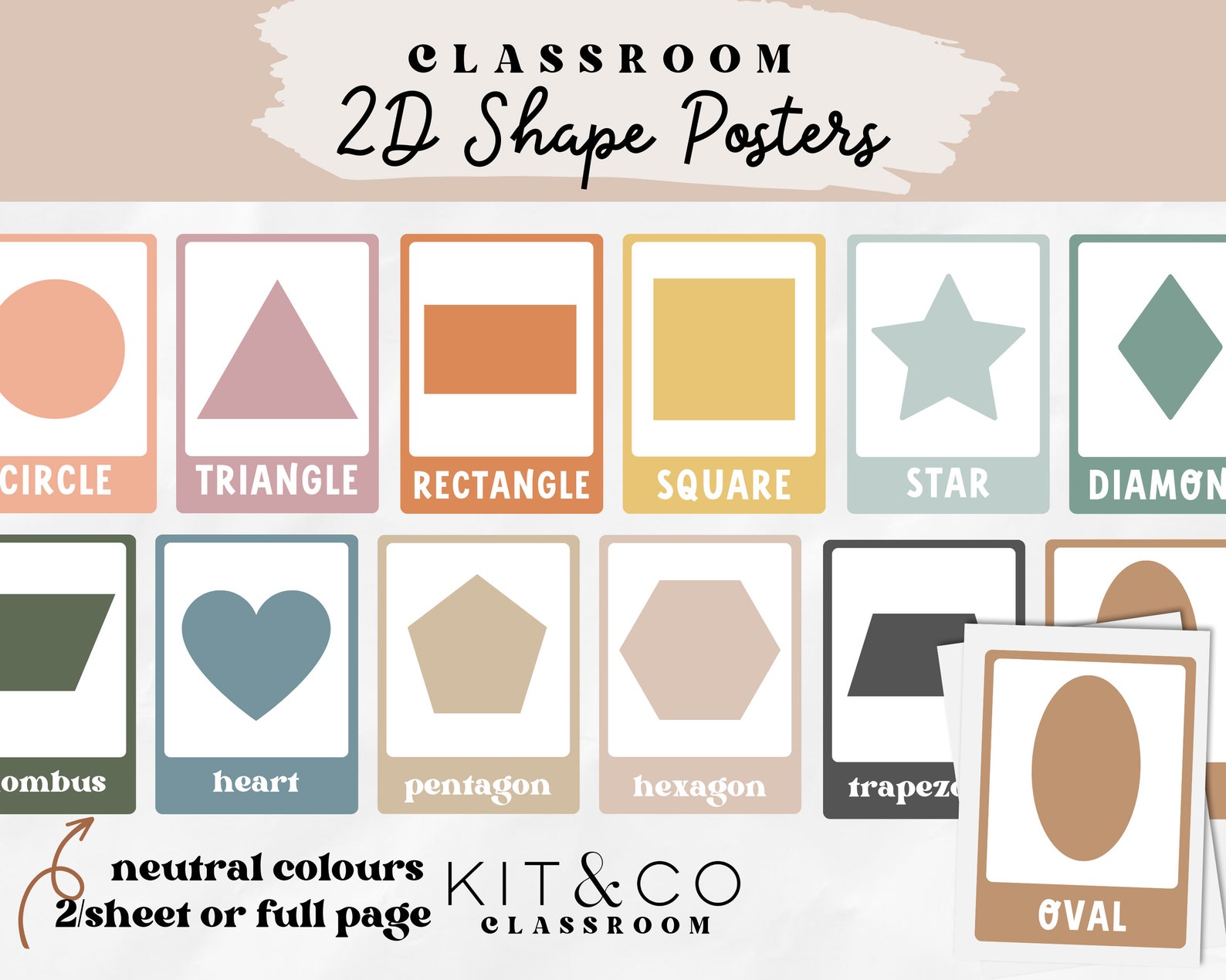 2D Shape Posters: Neutral Boho Classroom Decor (printable) - Etsy