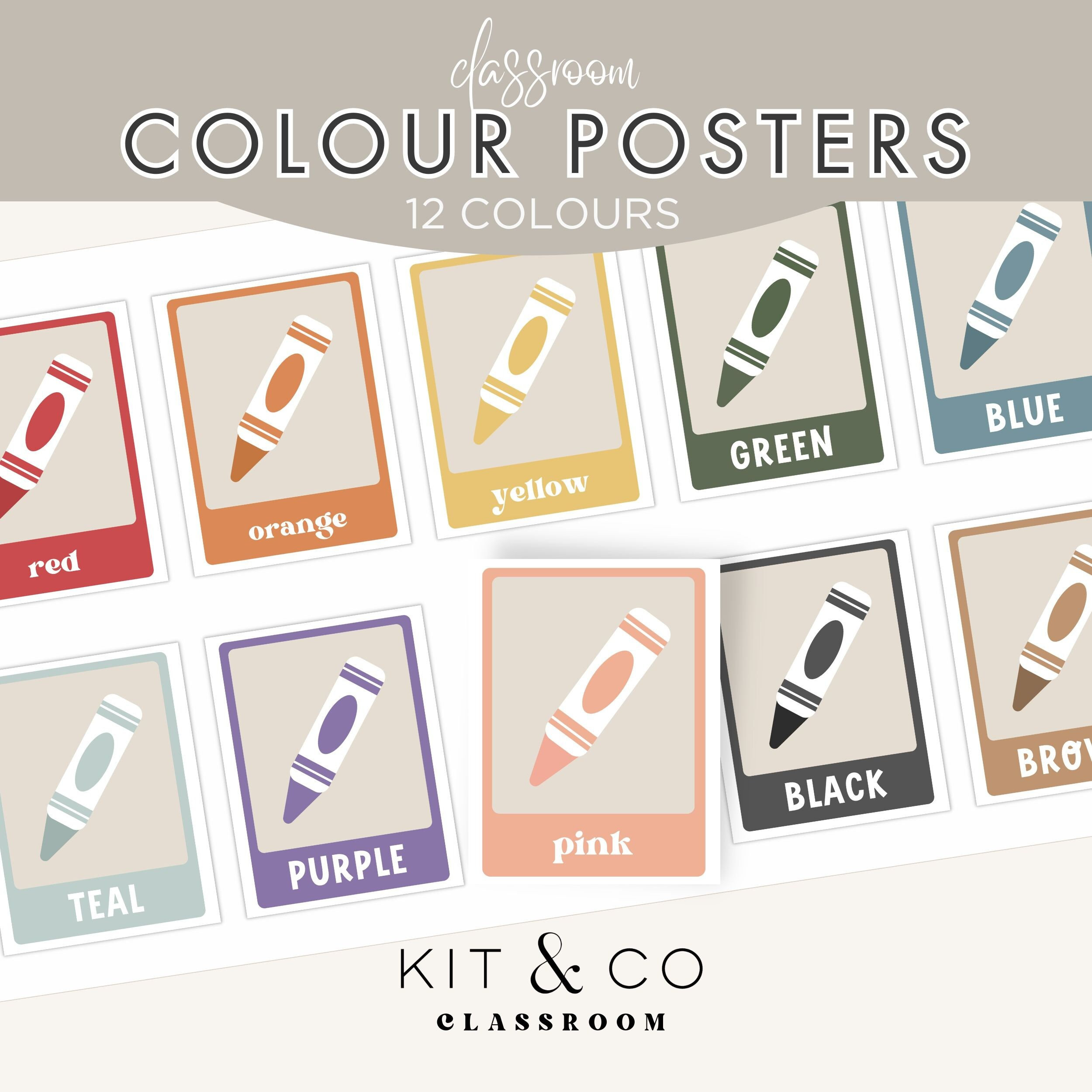 Neutral Boho Color Posters: Classroom Decor Flashcards (printable Pdfs ...