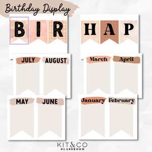 Birthday Display, Classroom Birthdays, Neutral Boho Modern Classroom ...