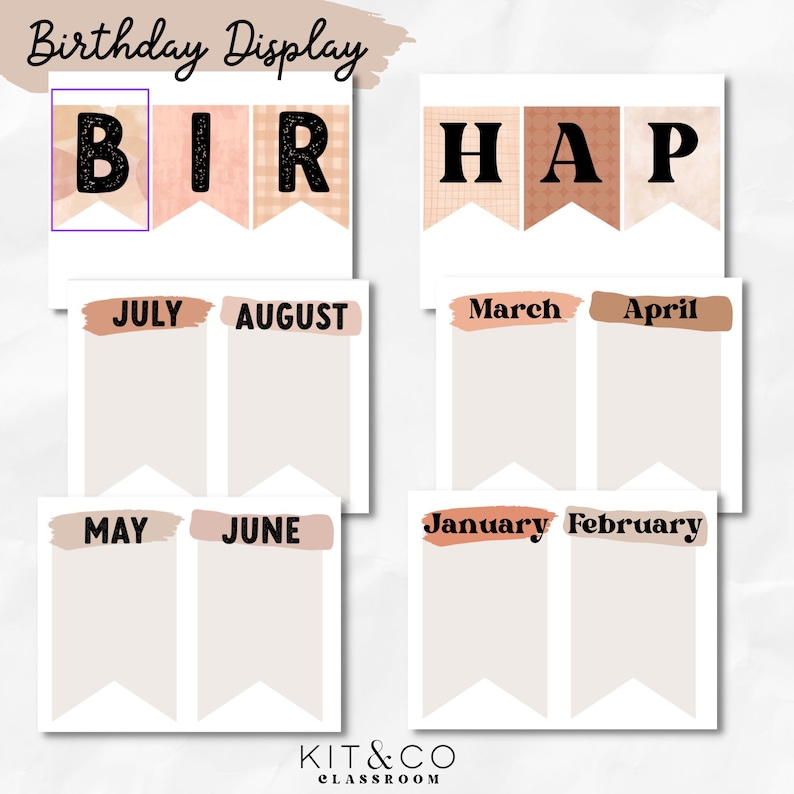 Birthday Display, Classroom Birthdays, Neutral Boho Modern Classroom ...